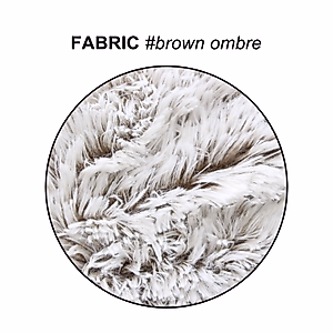 Uhomy 2 Packs Full Home Decorative Fluffy Plush Pillow Covers 18"x18", Luxury Fuzzy Artificial Fur Throw Pillow Case Double Side Fluffy Cushion Cover for Sofa Bed Couch Brown Khaki Ombre 45x45 cm