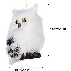 SYLOTS Owl White Black Furry Christmas Ornament Decoration, Set of 5 Bird Figurine Artificial Feathered Owl Cute Owl Model Christmas Tree Decor Home Garden Fairy Desktop Decoration H7cm/2.75Inch