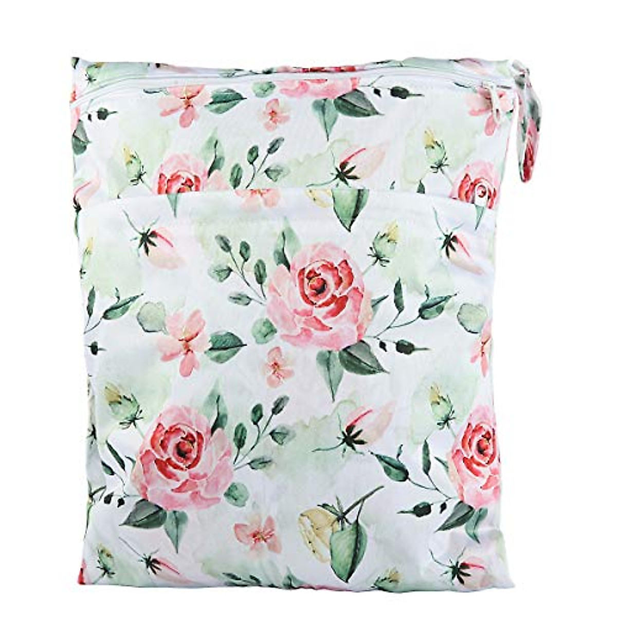 Sigzagor Wet Dry Bag Baby Cloth Diaper Nappy Insert Reusable Washable (Pink Flowers)