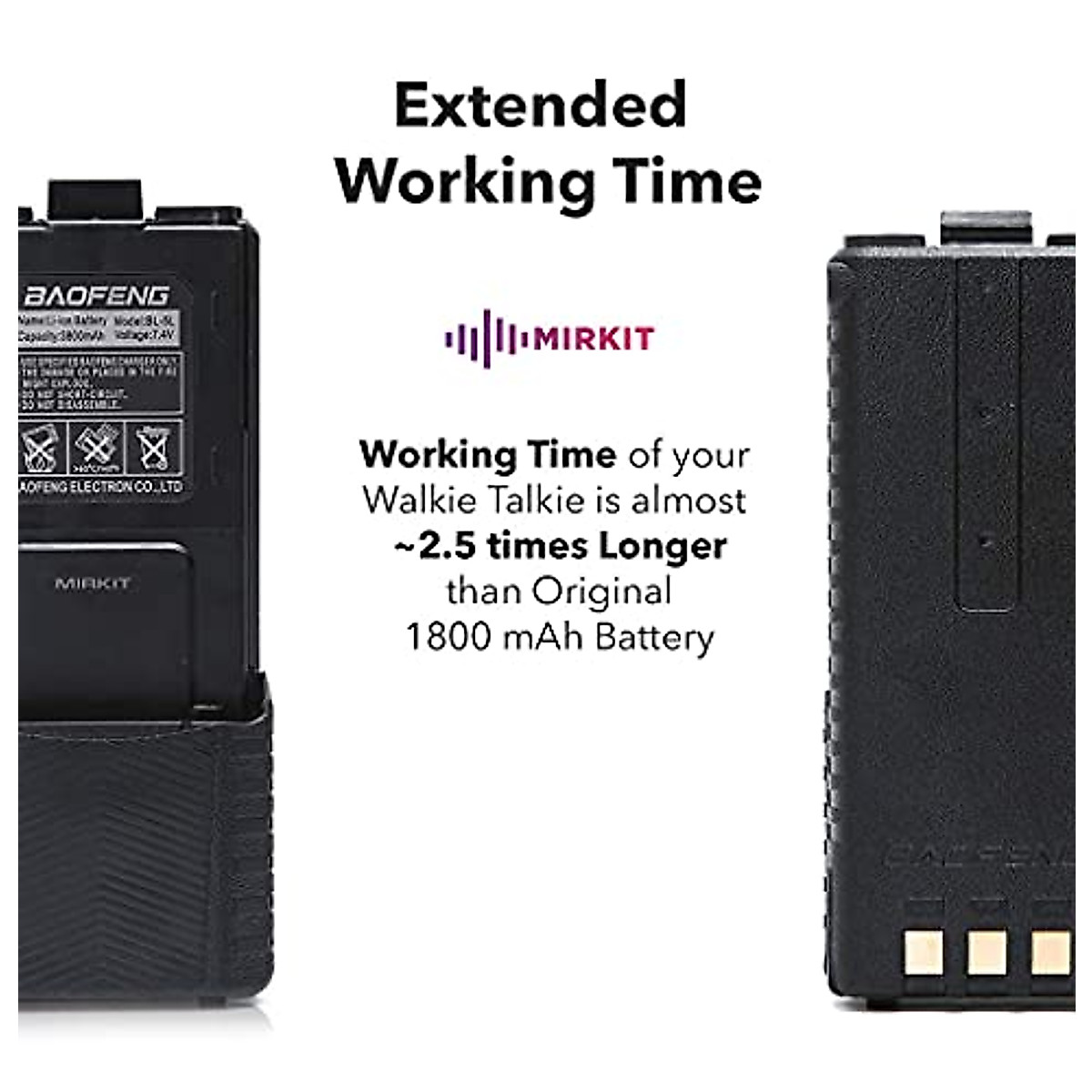 BAOFENG 2X Replacement Battery 7.4V 3800mAh for Walkie Talkies UV5 BF-F8HP UV-5R MK4 MK5 UV5Rush Plus UV-5RTP BF-F8+ Mirkit Edition