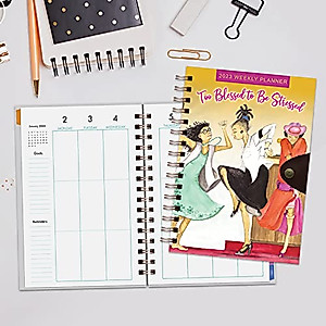 African American Expressions 2023 Dated Planners – Hardcover Weekly & Monthly Planner Celebrating Black Culture & History, 12 tabs, Twin-Wire Binding, Snap Button Closure – Too Blessed to be Stressed