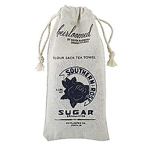 Santa Barbara Design Studio Heirloomed Collection Flour Sack Cotton Tea Towel with Drawstring Storage Bag, 20 x 29-inches, Southern Rose Sugar