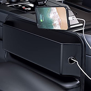 Wanfuder Car Seat Gap Filler Leather Car Seat Organizer and Storages Automotive Accessories - Front Seats Car Adjustable Gap Filler for Phones, Glasses, Keys, Cards