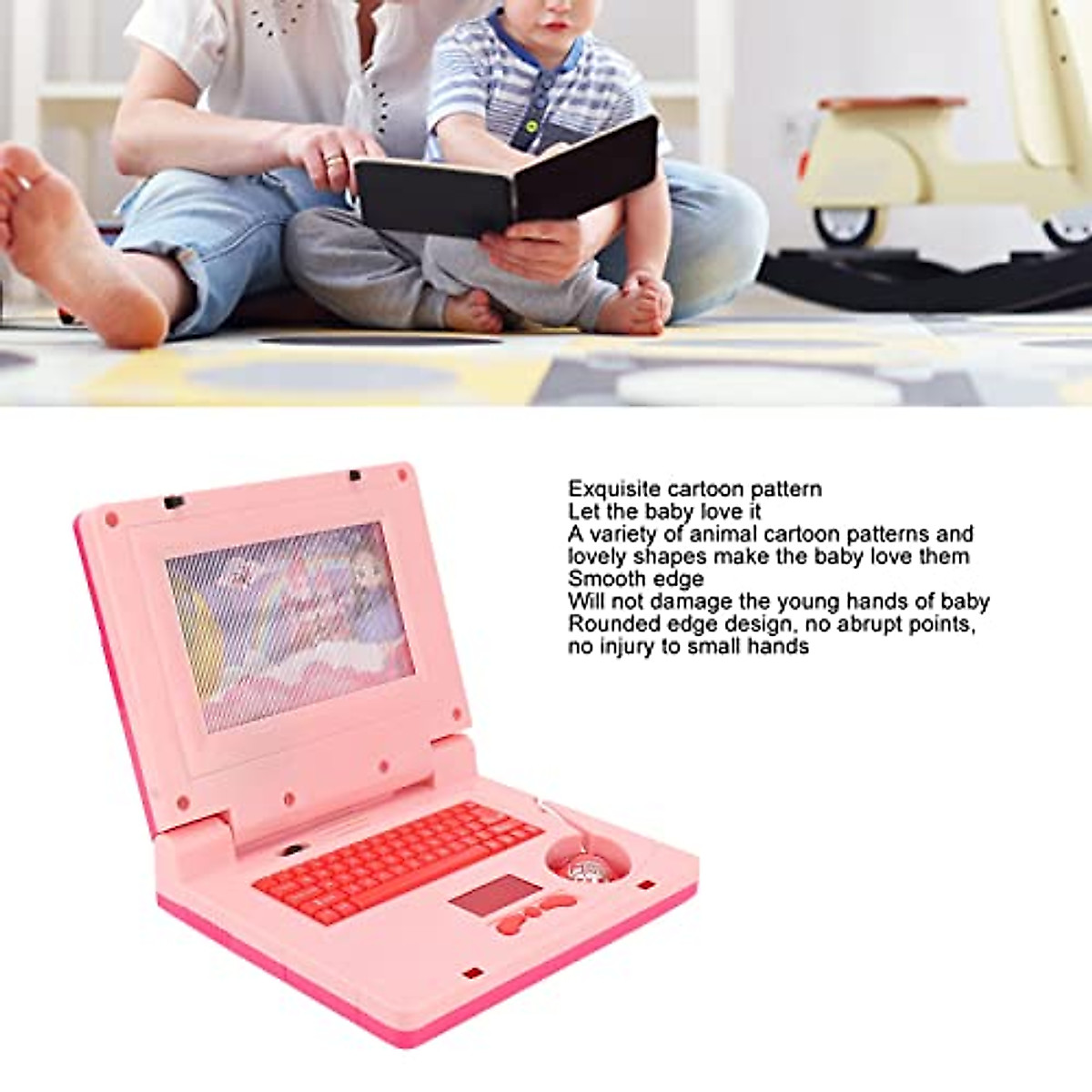 3 AA Batteries Plastic Kids Learning Laptop Cognitive Development Simulation Kids Laptop Toys (Purple Retractable Mouse)