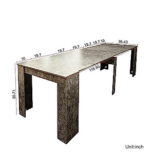 118.5" Extendable Marble Dining Table for 6-12 Pepole, Modern Large Kitchen Dining Room Table with Faux Marble Top & Space Saving Design, Extendable Wood Dining Table for Dining Room Office