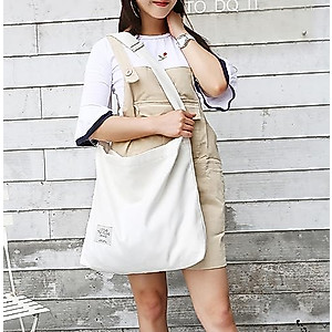 Covelin Women's Retro Large Size Canvas Shoulder Bag Hobo Crossbody Handbag Casual Tote White