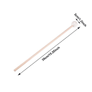 1 Pair Glockenspiel Mallets Hard Mallets Xylophone Mallets Hard Polymer Mallet Glockenspiel Sticks with Wood Handle for Energy Chime, Xylophone, Wood Block, and Bells