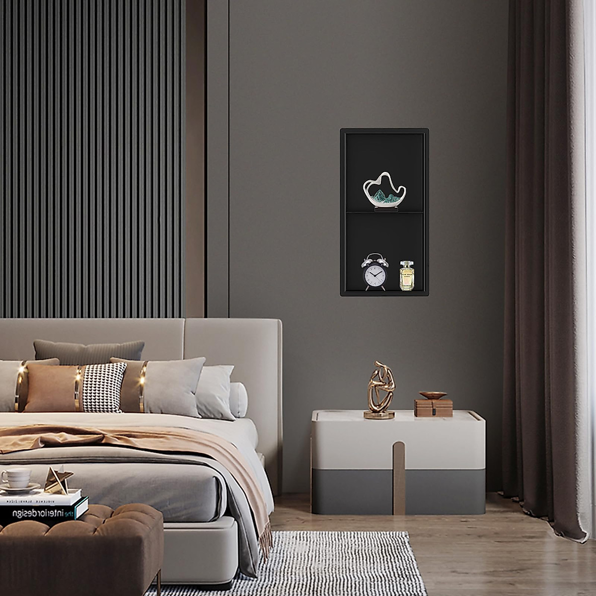 Greenspring Shower Niche 24" X 12" for Shower Wall|Stainless Steel Shower Niche Matte Black|No Tile Needed Wall Niche for Bathroom Storage