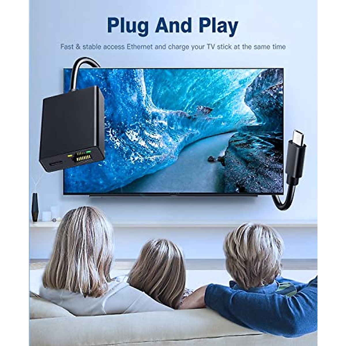 【Upgrade with Indicator】 Ethernet Adapter for Fire TV Stick, ZEXMTE Fire Stick Ethernet Adapter, Micro USB to RJ45 Ethernet Adapter, Compatible with Fire Stick 4K, Chromecast Ultra Audio Etc