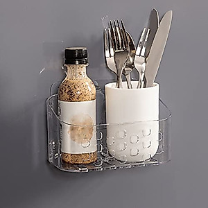 Ettori Sponge Holder Sink Caddy, Plastic Kitchen Sink Organizer Clear Sponge Holder for Kitchen Sink, Bathroom- No Drilling