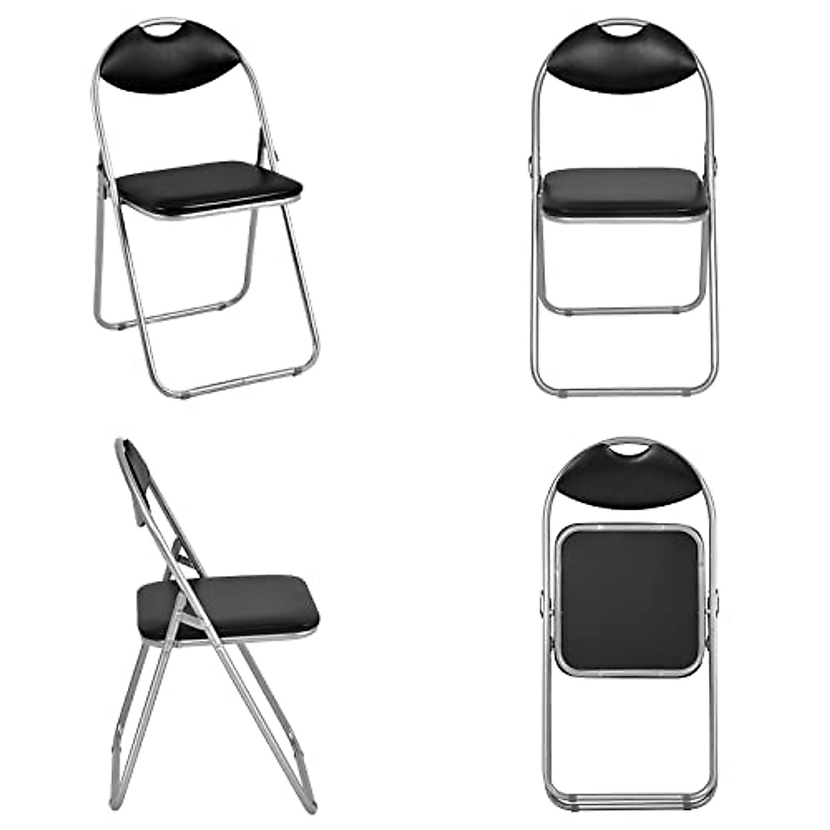 Giantex 6-Pack Folding Chairs Set - Waiting Room Chairs with Padded Seats and Carrying Handle for Desks Home Office Steel Guest Reception Party Poker Stackable Conference Chairs (1 Count (Pack of 6))