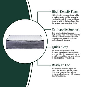 Nutan 10 Inch Hybrid Plush Mattress, Comfortable Spring Mattresses for Perfect Feel, Provide Equal Level Body Support and Correct Posture, Fully Assembled Bedding, White, Full XL