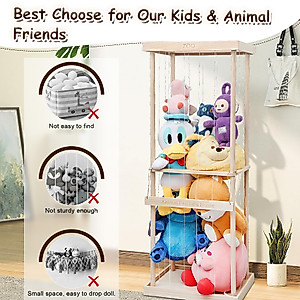 Upgrade Stuffed Animal Storage, Stuffed Animal Storage Zoo with Bottom, Wooden Stuffed Animal Storage, Large Stuffed Animal Cage, Gift for Playroom, Bedroom, Living Room