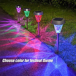 Aulanto Solar Pathway Lights Outdoot 6Pack, 7colors 40LUM Solar Pathway Lights Bright,Metal Garden Lights Solar Powered Waterproof for Pathway Yard Lawn Walkway