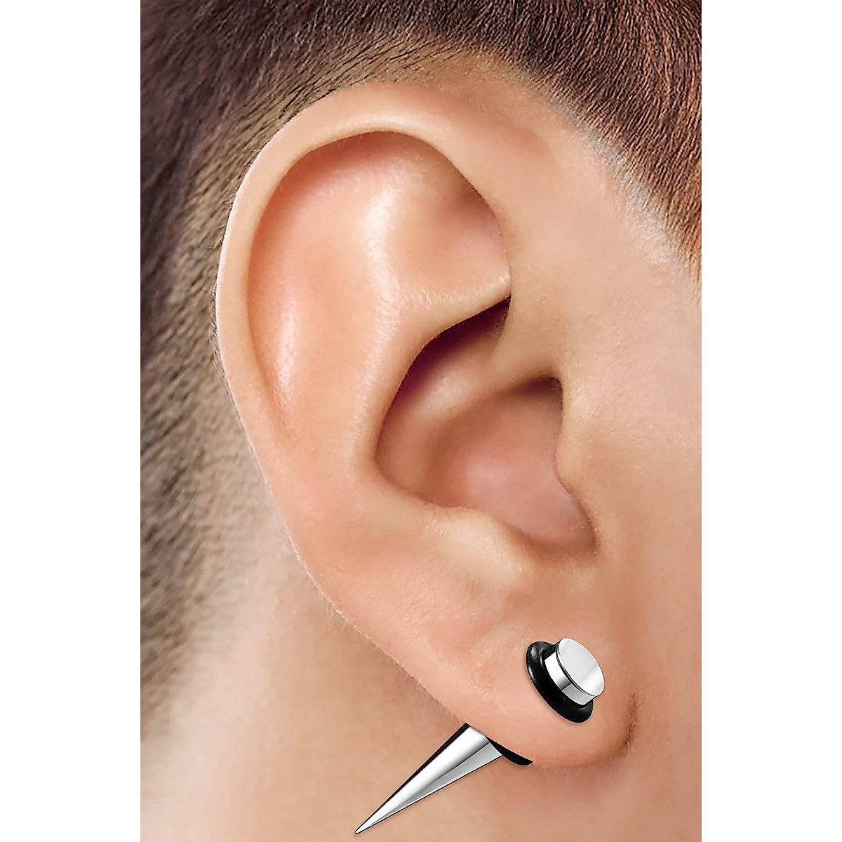 BanaVega 2PCS Stainless Steel 4g 5mm Flesh Black O-Rings Ear Taper Stretcher Gauges Earring Piercing Jewelry 5274