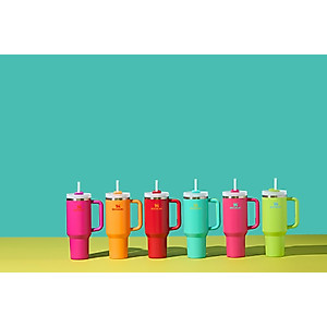 Stanley Quencher H2.0 Tumbler with Handle and Straw 40 oz | Flowstate 3-Position Lid | Cup Holder Compatible for Travel | Insulated Stainless Steel Cup | BPA-Free | Passion Pink