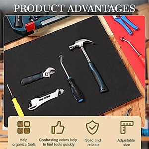 3 Sets Tool Box Shadow Foam Organizers Liner Adjustable Inserts Foam Non Slip Liner Mat for Tool Box, Cabinet and Chest Drawers, Black Top and Red Bottom(10.7 x 18 Inch)