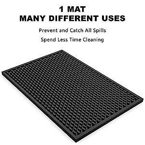 AXIESO Silicone Bar Mat - 1/2 Inch Thick Heat-Resistant and Food Safe Drip Mat - Spill Mats for Counter Top - Service Mat for Kitchen, Coffee Bar, Restaurant - Drying Mat for Glasses - 18 x 12 Inches