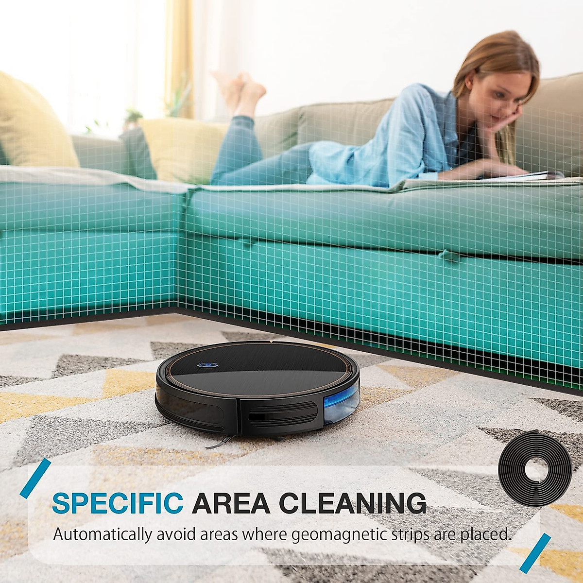 Robot Vacuum, 2100Pa Robotic Vacuum Cleaner with Triple-Filter System, 120-min Runtime Smart Robot Vac Good for Pet Hair, Carpets, Hard Floors, Self-Charging
