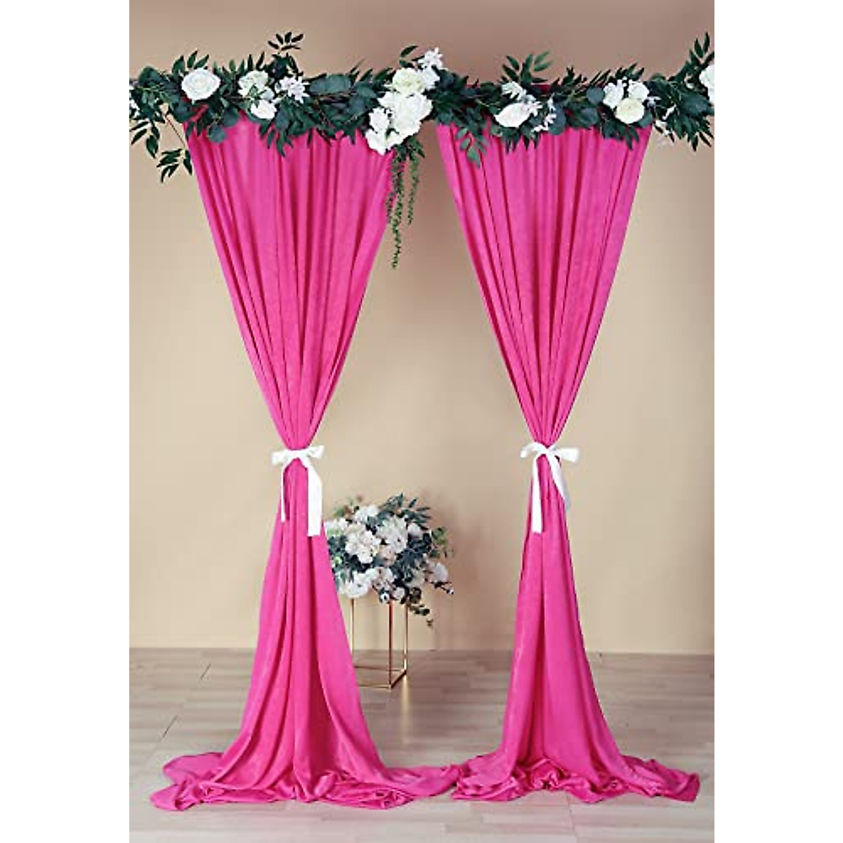 Cytdkve 2 Panels 4.8 Feet x 10 Feet Fushia Velvet-Like Wedding Backdrop Curtain Drapes, Silky Soft Window Curtains Panels for Wedding Ceremony Birthday Party Decorations