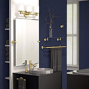 Gatco 4235 Latitude II, Single Robe Hook, Brushed Brass/Wall Mounted Towel and Robe Hook for Bathroom, 2.25"