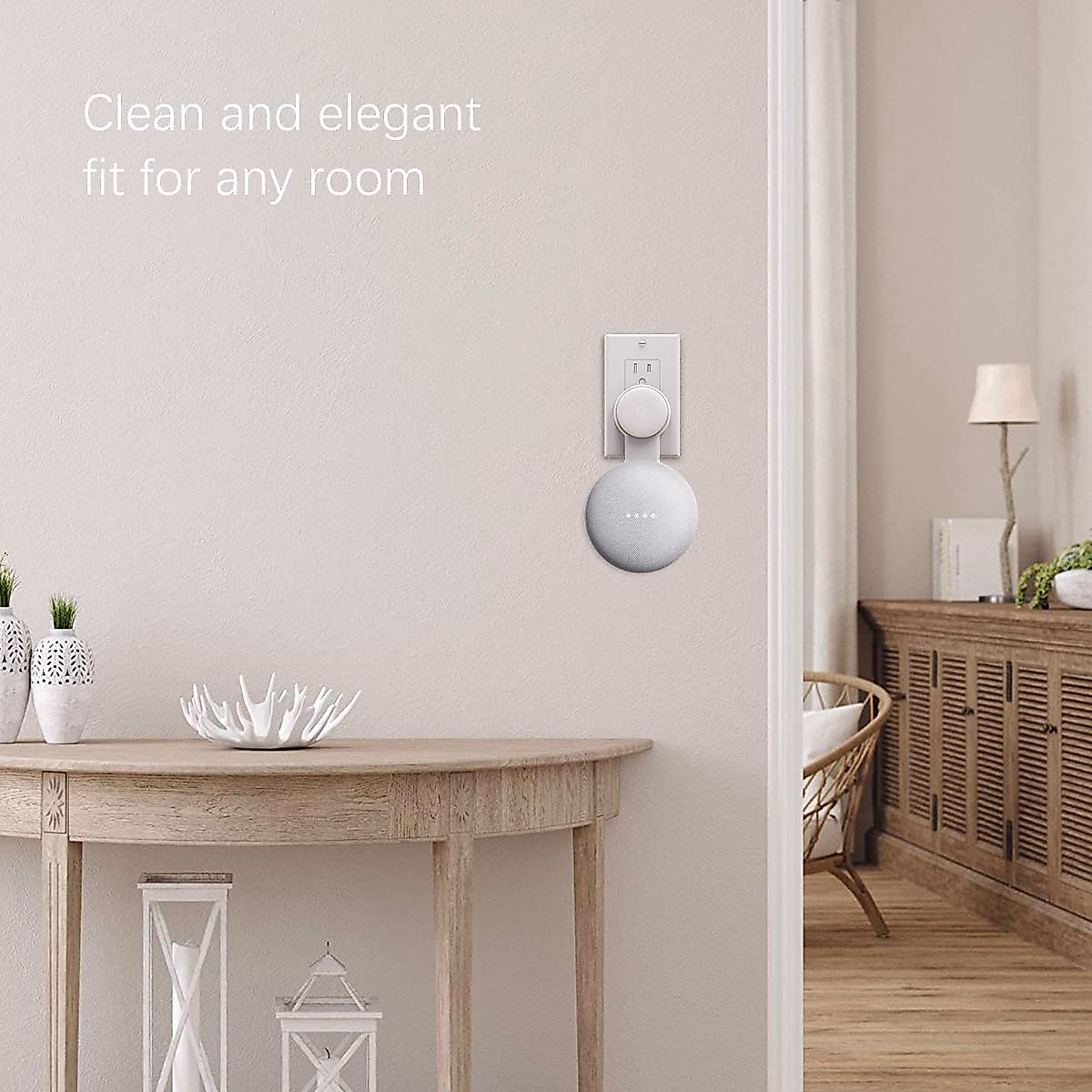 Outlet Wall Mount Holder for Google Home Mini, Perfect Space-Saving Cord Management for Google Home Mini Voice Assistant (2 Pack)