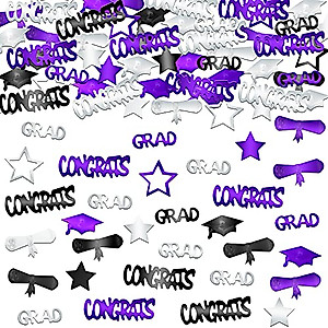 Graduation Confetti 2023 - Pack of 1000 | Grad Confetti 2023 Silver Graduation Decorations 2023 | Graduation Centerpieces for Tables 2023 | Purple Graduation Party Decorations 2023 Confetti Graduation