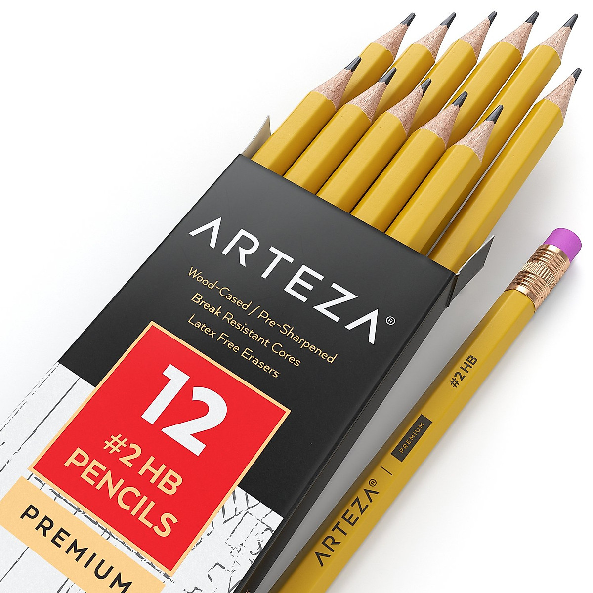ARTEZA HB Pencils #2, Pack of 180, Wood-Cased Graphite Pencils in Bulk, Pre-Sharpened, Office and School Supplies for Exams, Classrooms, Students