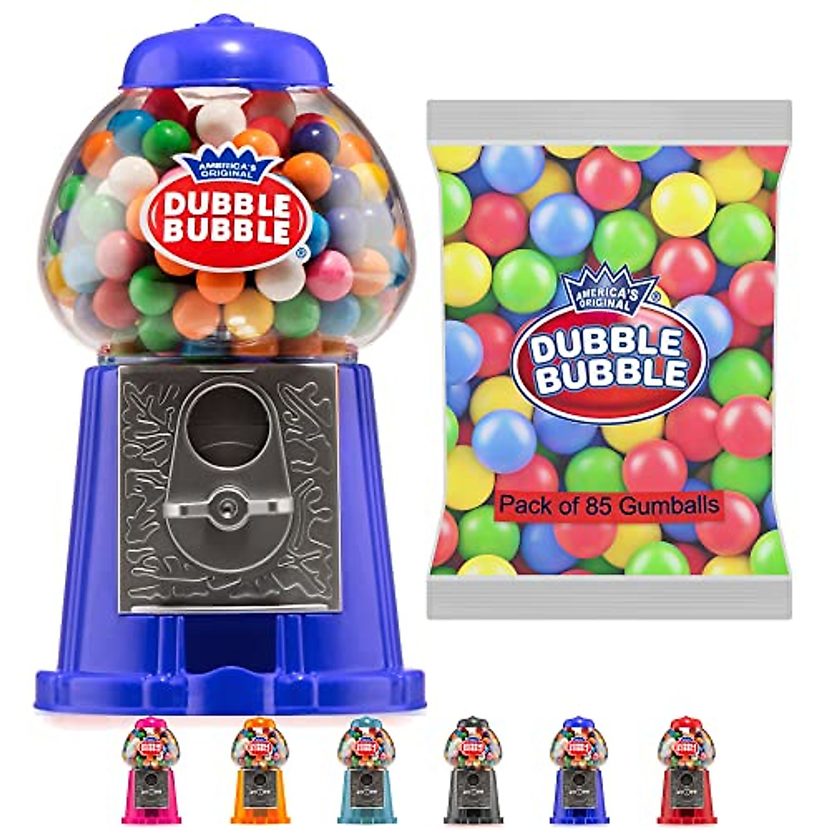 Gumball Machine for Kids 8.5" - Coin Operated Bubble Gum Machine and Toy Bank - Candy Machine Dispenser Includes 85 Gum Balls - Great Candy Dispenser Machine Gift Toys for Girls and Boys - 8.5" (Blue)