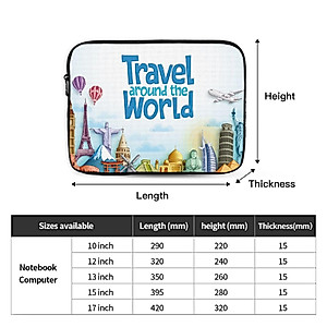 Famous Landmarks 13 inch Portable Laptop Sleeve Compatible with MacBook Air Notebook Computer Case for Men Women College School Students