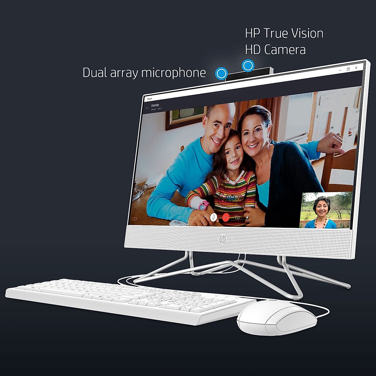 HP 22 AIO 21.5" FHD All-in-One Desktop Computer, Intel Celeron J4025 Up to 2.9GHz, 8GB DDR4 RAM, 256GB PCIe SSD, 802.11AC WiFi, BT, Keyboard and Mouse, White, Windows 11 Home, BROAG 64GB Flash Drive