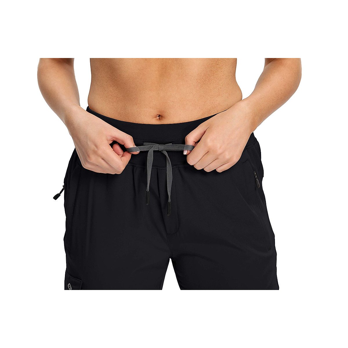 RlaGed Women’s Cargo Hiking Pants Lightweight Joggers Quick Dry Water Resistant Outdoor Fishing UPF 50+ Sweatpants with Zipper Pockets Black s