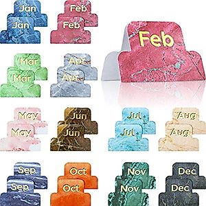 24 Pieces Adhesive Monthly Planner Tabs Designer Accessories Monthly Plan Stickers Decorative Calendar Adhesive Index Colorful Neutral Metallic Marble Pattern for Office Study Planners Organizations