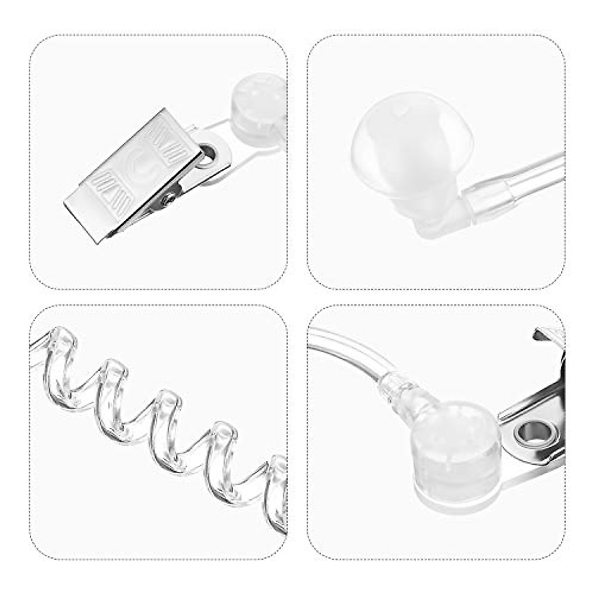 Gejoy 4 Packs Spy Ear Piece Toys Security Headset Earpiece Agent Spy Earpiece Costume Prop, Snap On Replacement Acoustic Tube for 2-Way Radio Audio Headsets