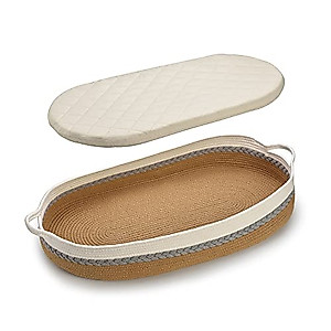 Oakrist Baby Changing Basket - Moses Table Topper – Includes Thick Foam Pad, Removable Waterproof Mattress Cover and Soft Gender-Neutral Muslin Sheet - Diaper Changing Station