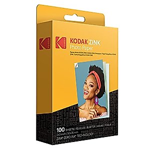 Kodak 2"x3" Premium Zink Photo Paper (100 Sheets) & Step Wireless Mobile Photo Mini Printer (White) Compatible w/iOS & Android, NFC & Bluetooth Devices