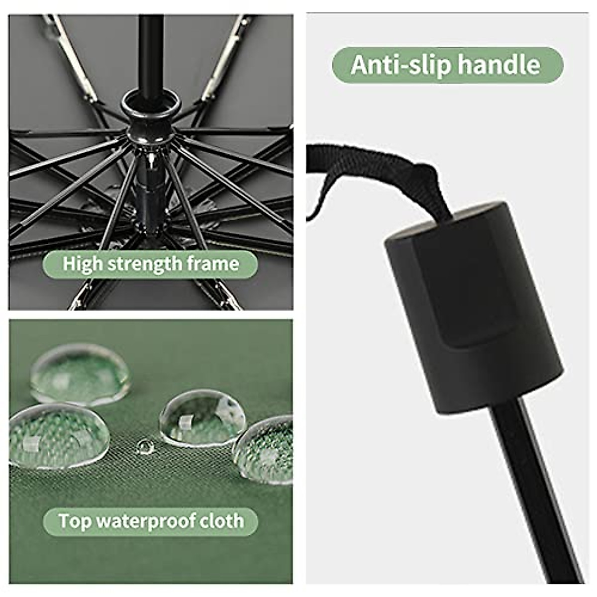 GENMAI SOEASY Compact Travel Umbrella for Rain,8 Ribs Strong Windproof Umbrellas Auto Open & Close Collapsible Small Folding Portable Umbrella for Car,Backpack Men and Women Automatic Black