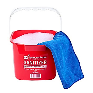 Restaurantware RW Clean 8 Quart Cleaning Bucket 1 Detergent Square Bucket - With Measurements Built-In Spout And Handle Red Plastic Utility Bucket For Home Or Commercial Use