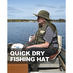 Zylioo Oversized 62-65cm UV Sun Hats with Flaps,Big Size Boonie Hat with Drape Beach Hats with Neck Protection Flap