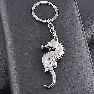 ARFUKA Bottle Opener Keychain Metal 3D Seahorse Pendant Beer Opener Beverage Soda Beer Bartender Bottle Opener Keyring Christmas Birthday Gift for Men and Women Silver