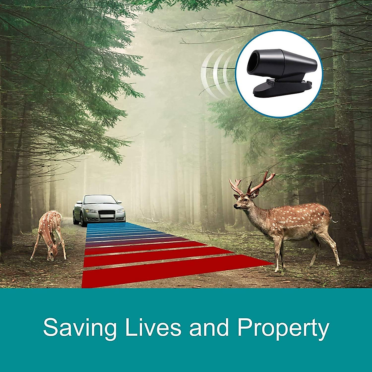 CITKOU 8Pcs Deer Whistles for Vehicles Wind Activated Black