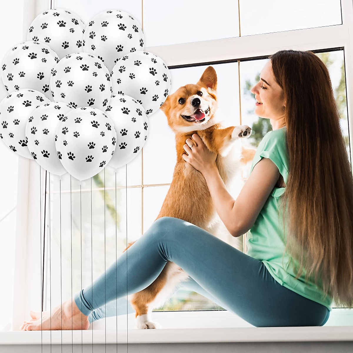 Abeillo 20 Pieces Dog Paw Balloons Funny Paw Print Balloons Pet Latex Balloons for Children's Birthday Western Cowboy Farm Party Decoration Supplies