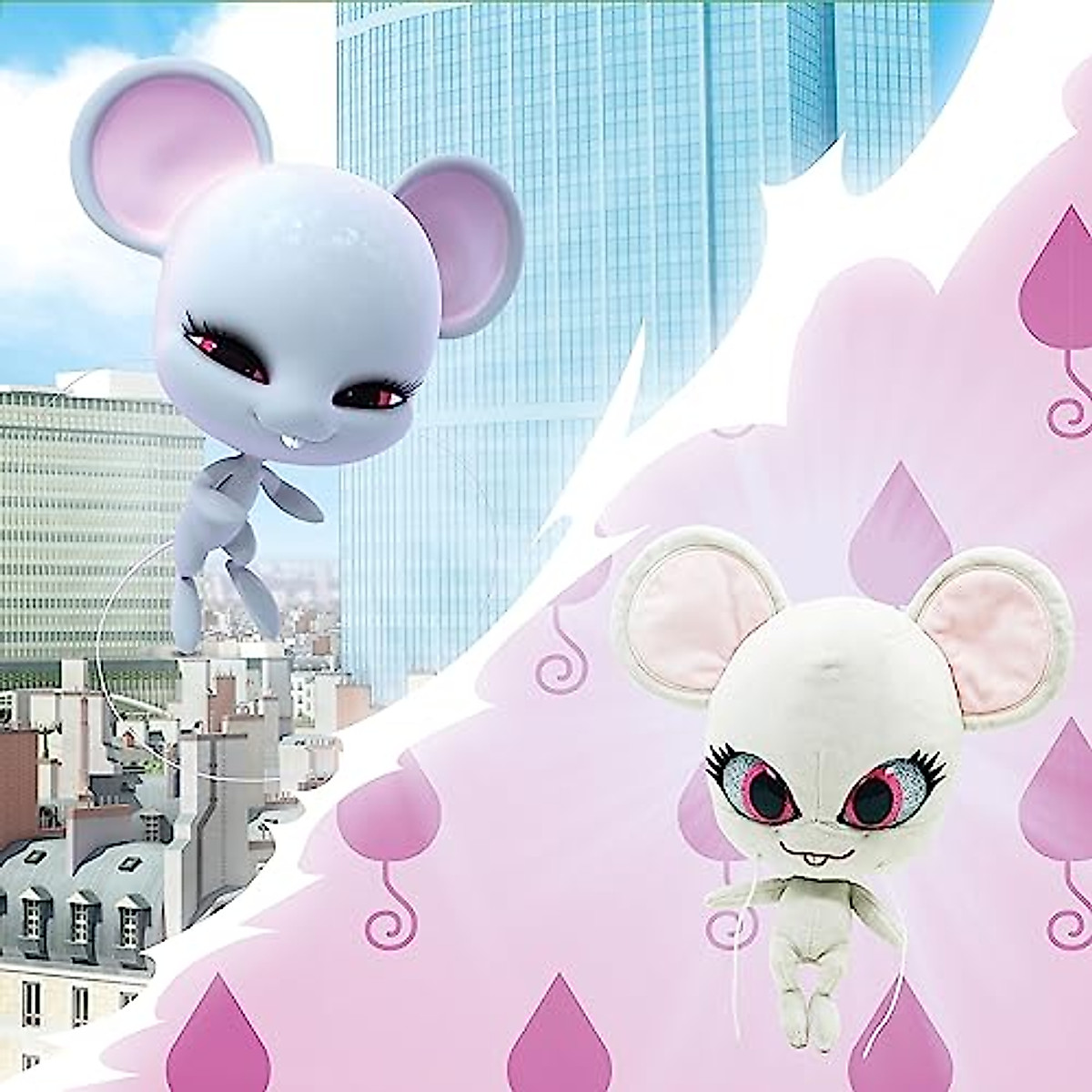 Miraculous Ladybug - Kwami Mon Ami Mullo, 9-inch Mouse Plush Toys for Kids, Super Soft Stuffed Toy with Resin Eyes, High Glitter and Gloss, and Detailed Stitching Finishes (Wyncor)