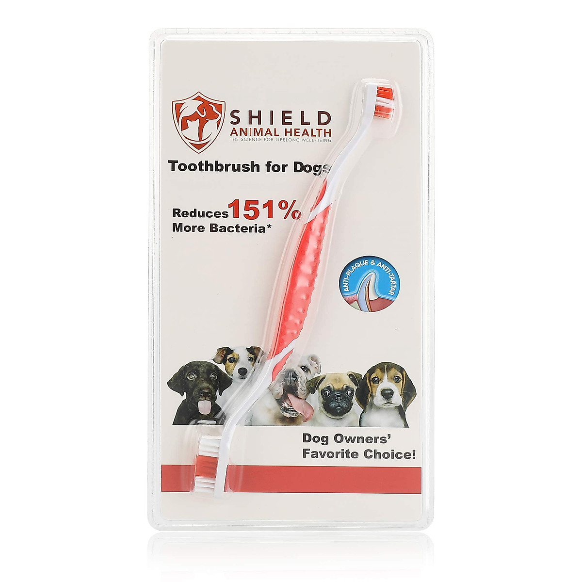 Antimicrobial Toothbrush for Dogs – Professional Dental Care at Home – Fight Plaque and Tartar - Improve Oral Health – Anti-Slip Handle and Ergonomic Design – Individually Packed - Quality Guaranteed