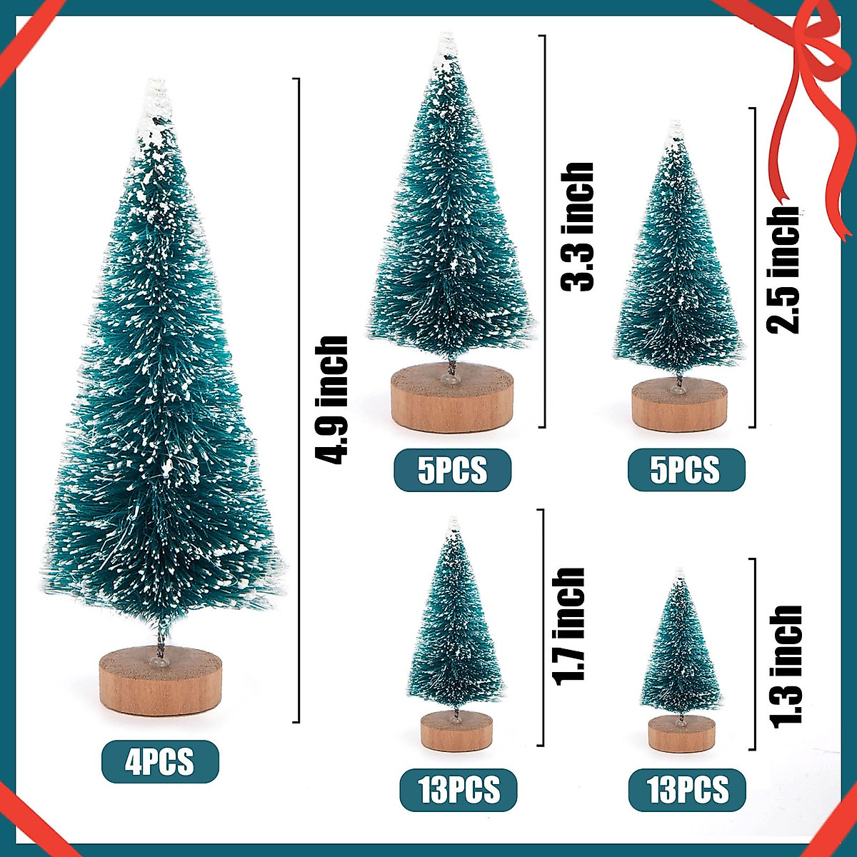 LOVEINUSA 40Pcs Bottle Brush Trees Christmas Table Decorations, Mini Christmas Trees in 5 Sizes for DIY Table Decor and Dioramas