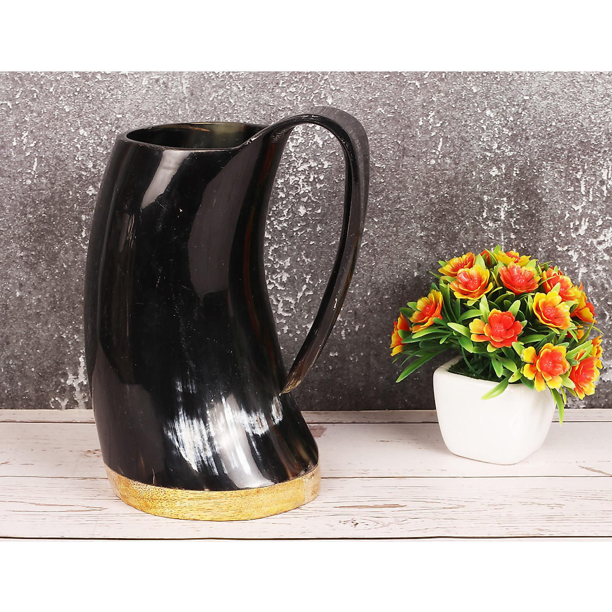 Father's Day Gifts Viking Drinking Horn Mug Premium Dragon Design Original Viking Beer Tankard with Super-Hardwood Bottom | Ideal for Beer Lovers-Wine-Mead & Ale | Medieval Style Stein