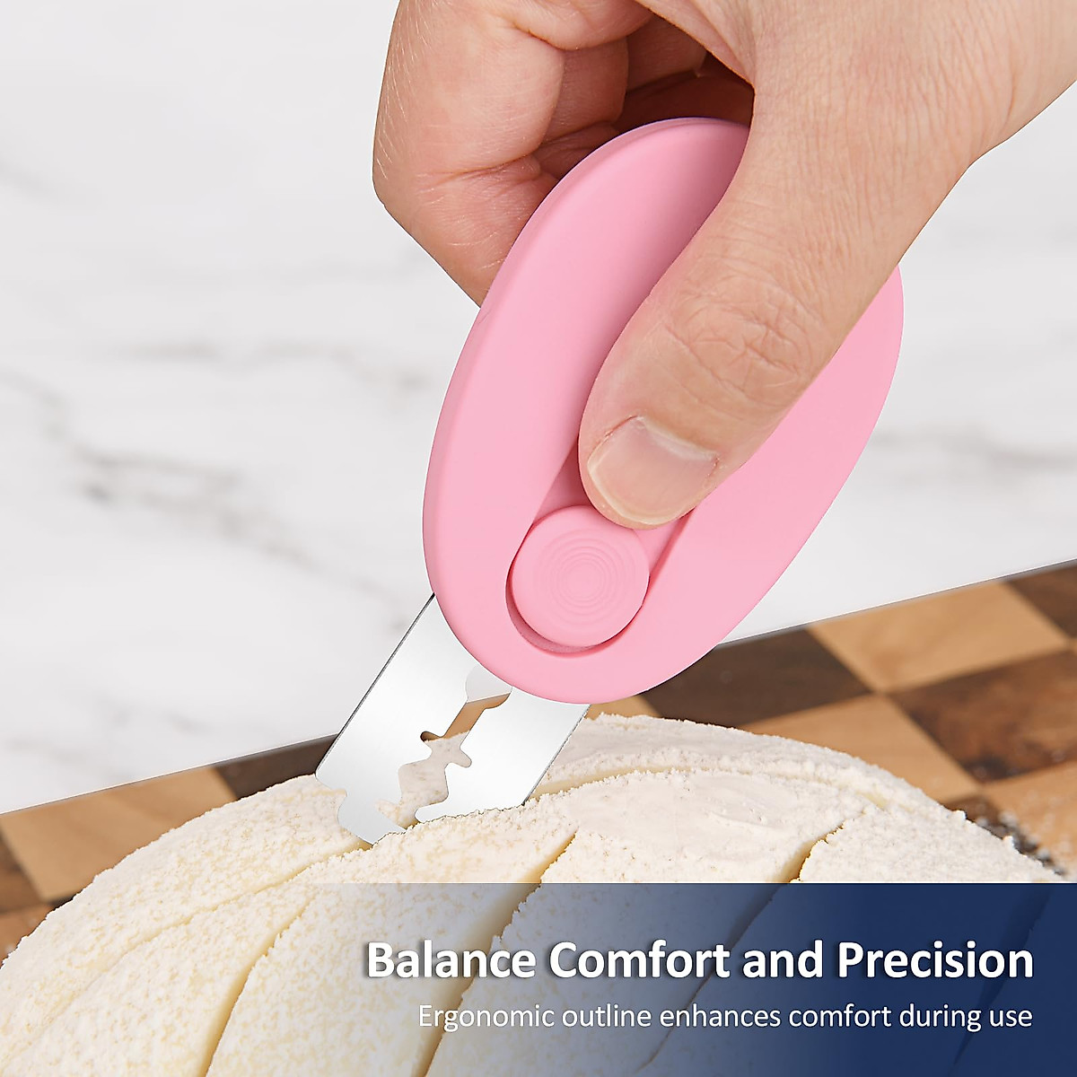 KNIFRTISAM Extractable & Magnetic Bread Lame Dough Scoring Tool, Professional Sourdough Scoring Tool for Sourdough Bread Baking & Bread Making Tools 10 Razor Blades- Pink
