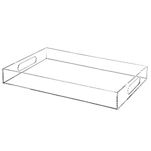 Yestbuy 12x 20 Clear Acrylic Tray, Premium Acrylic Serving Tray, Modern Acrylic Rectangular Trays - Spill Proof, Trays for Coffee Table, Bathroom, Kitchen, Office (12" x 20")…