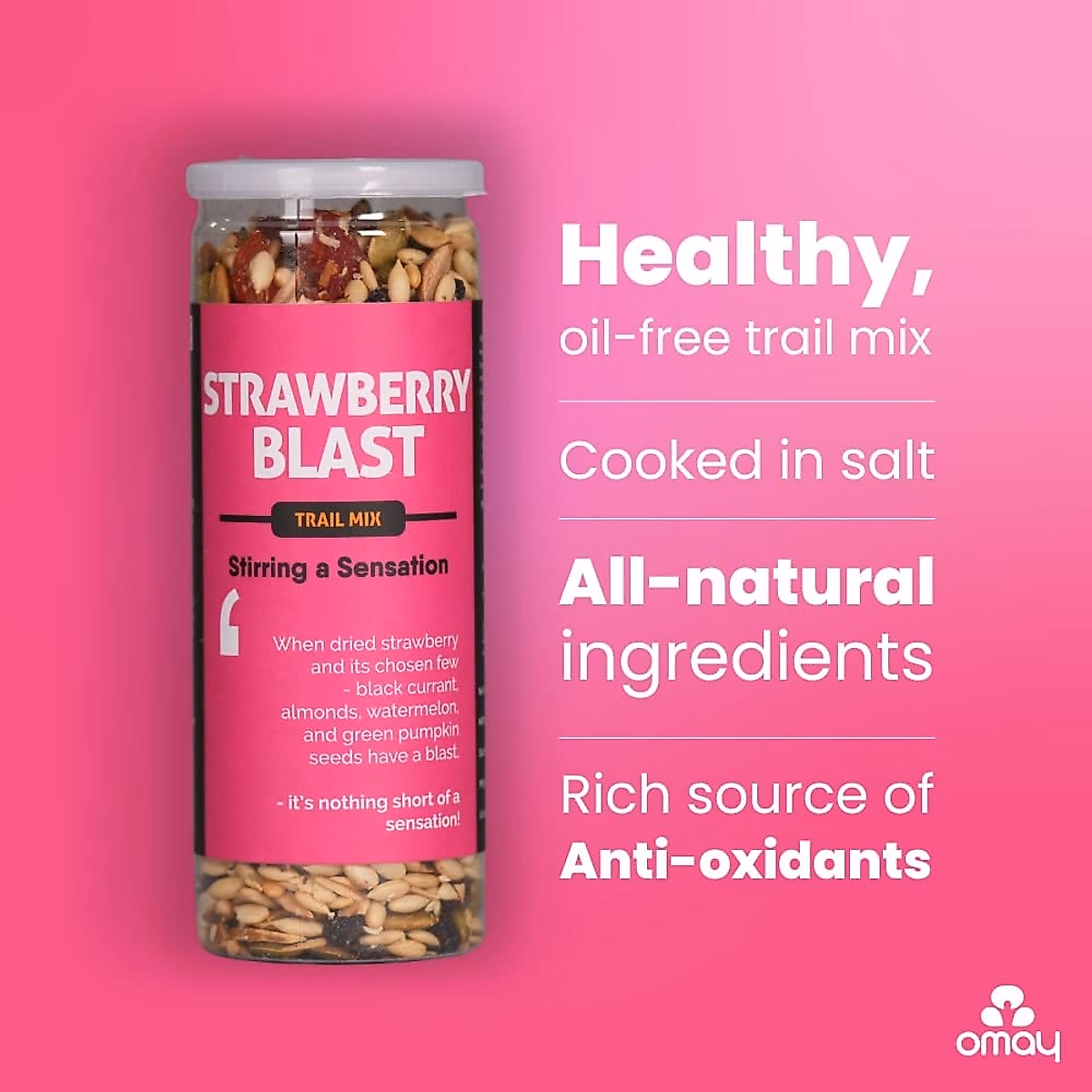 Omay Foods Strawberry Blast Trail Mix, 160G