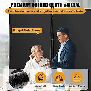 ALMOOGH Office Partition 89" W x 14" D x 73" H Room Divider Wall 3-Panel Office Divider Folding Portable Office Walls Divider with Non-See-Through Fabric Room Partition Black for Room Office